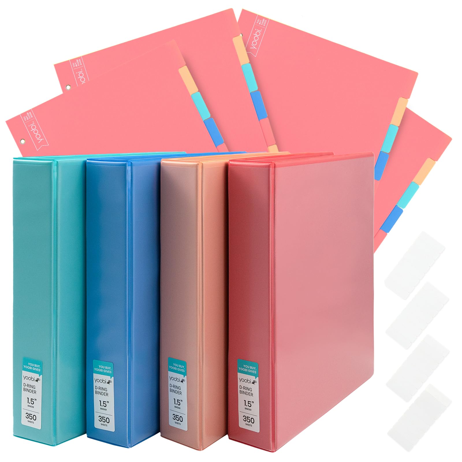 Snapklik.com : Yoobi 1.5 Inch Binder & 8-Tab Divider Set - 4 Pk Of 3 ...