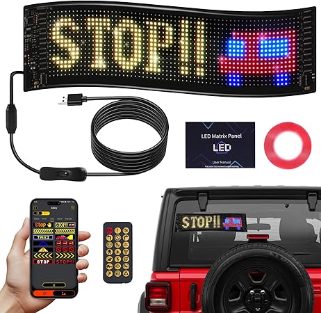 Flexible LED Screen, 14.7"x3.6" USB Digital Display for Car Window ...