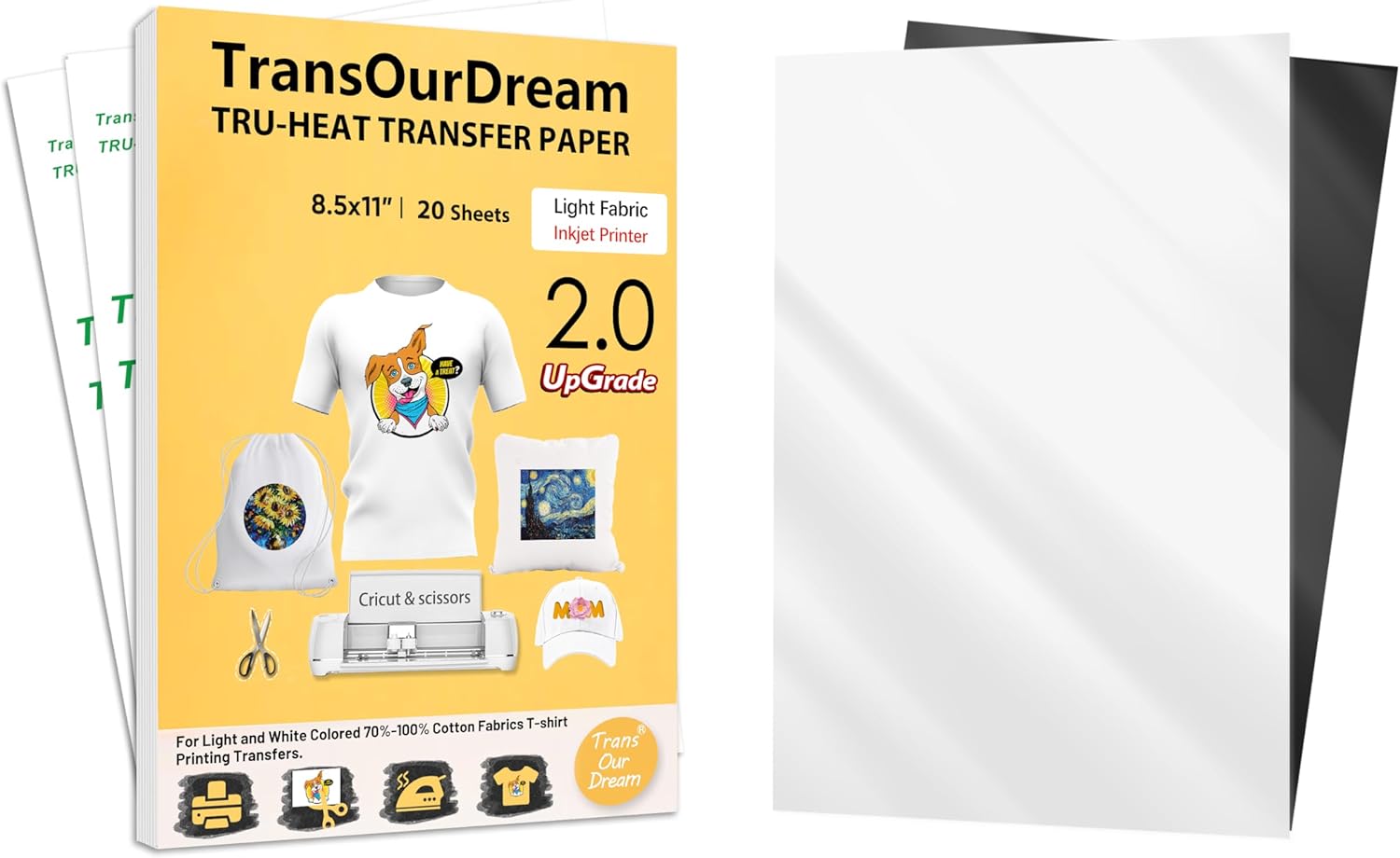 Amazon.com : TransOurDream Tru-Iron on Heat Transfer Paper for Light ...