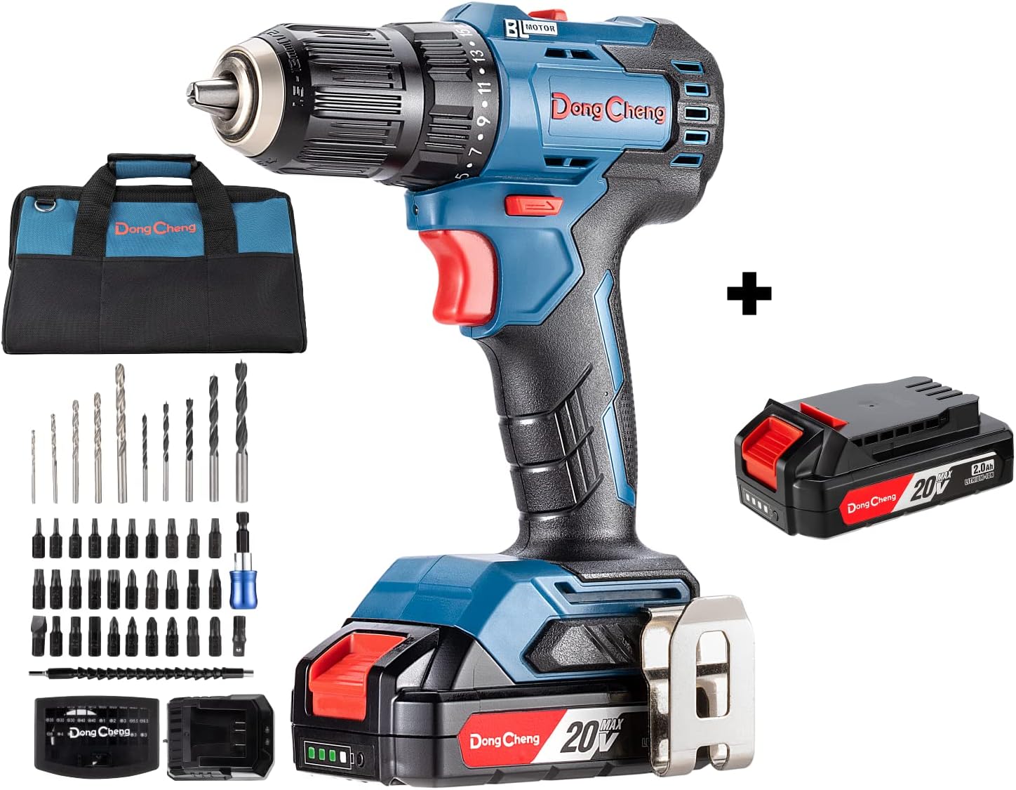 Amazon.com: DongCheng Cordless Drill Set 20V Max 1/2” Keyless Chuck ...