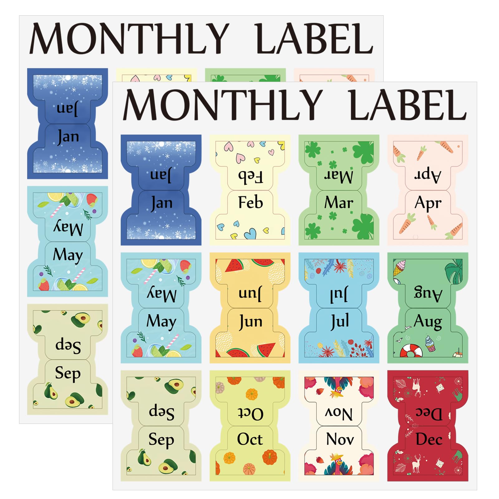 Amazon.com: CIEMODA 2 Sheets Colorful Monthly Adhesive Tabs, 24 Pcs ...