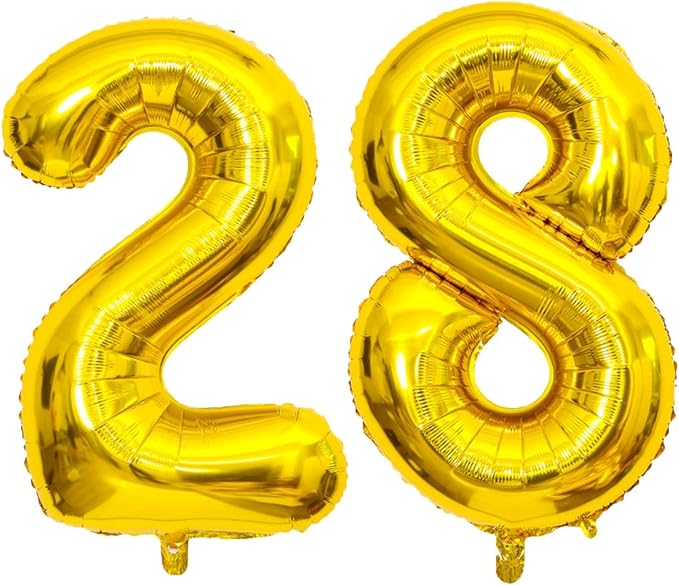 Amazon.com: Large Gold 28 Number Balloons, 40 Inch Jumbo Number 28 ...