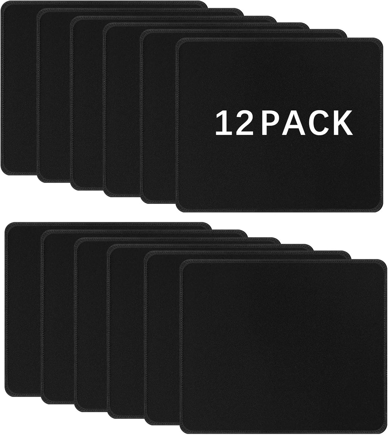 12 PCS Black Mouse pad Bulk with Stitched Edge, 10.2x8.3inches, 3mm ...