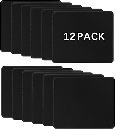 12 PCS Black Mouse pad Bulk with Stitched Edge, 10.2x8.3inches, 3mm ...
