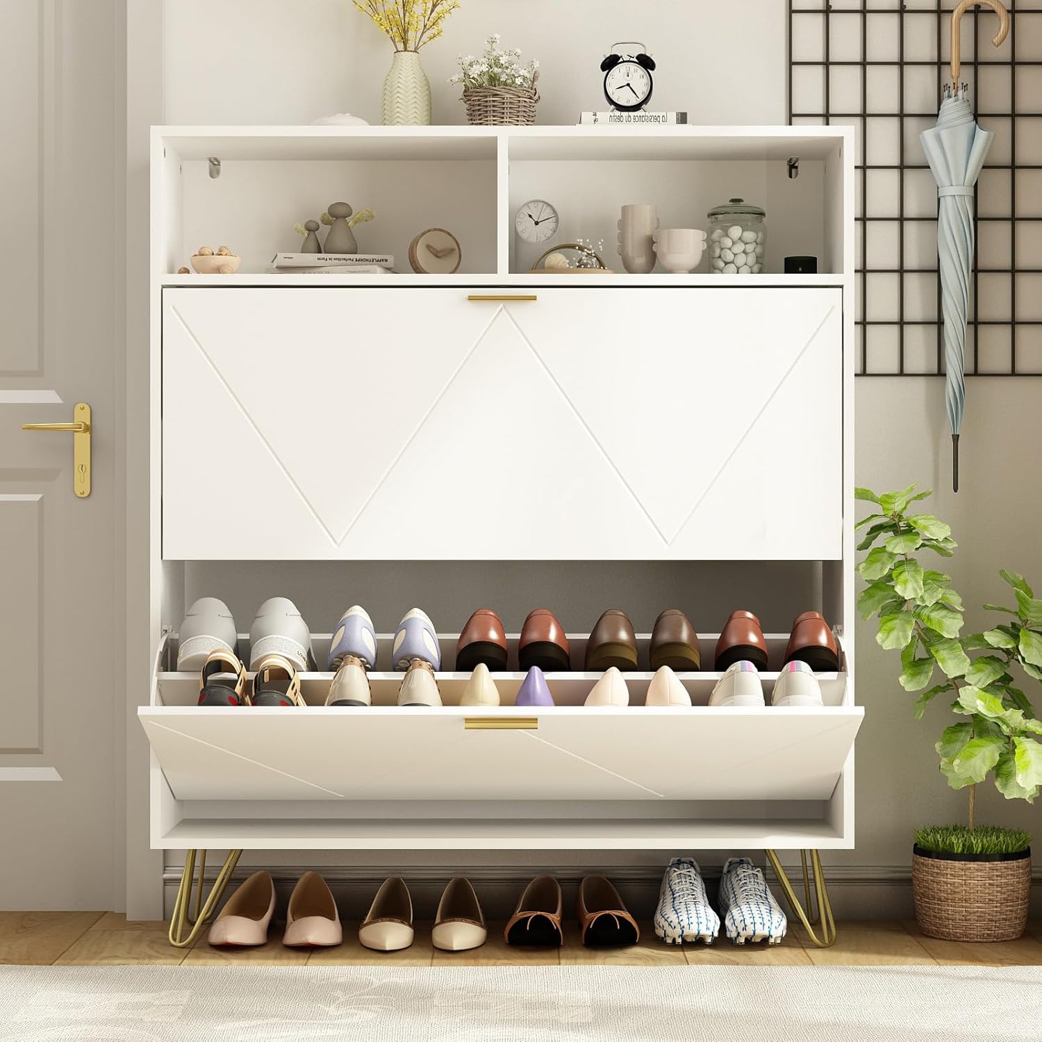 Amazon.com: NOVAMAISON Shoe Cabinet Storage for Entryway, White Shoe ...