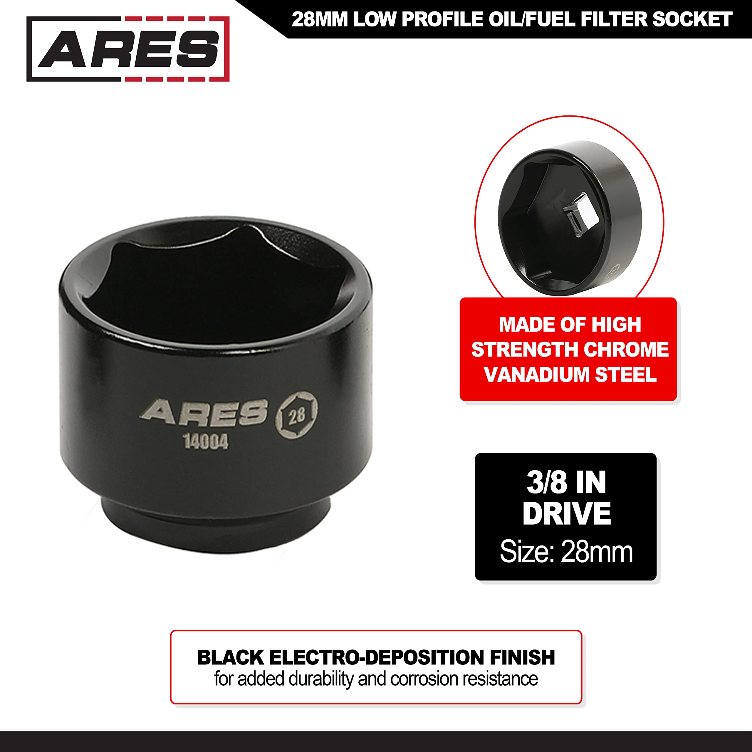 Snapklik.com : ARES 14004-28mm Low Profile Fuel Filter Socket - Low ...