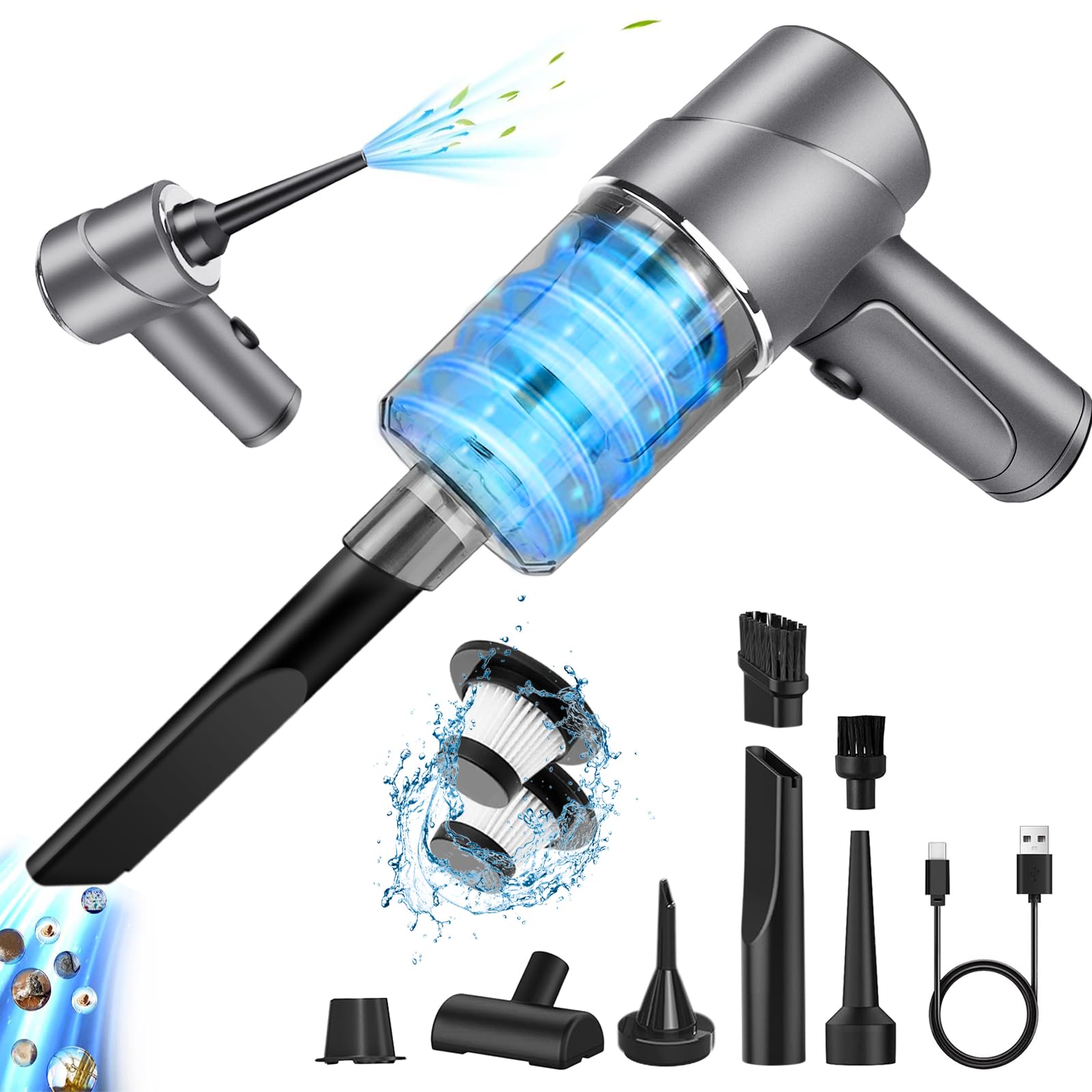 Handheld Vacuum Car Vacuum Cleaner,12000Pa Lightweight Mini Car Vacuum ...