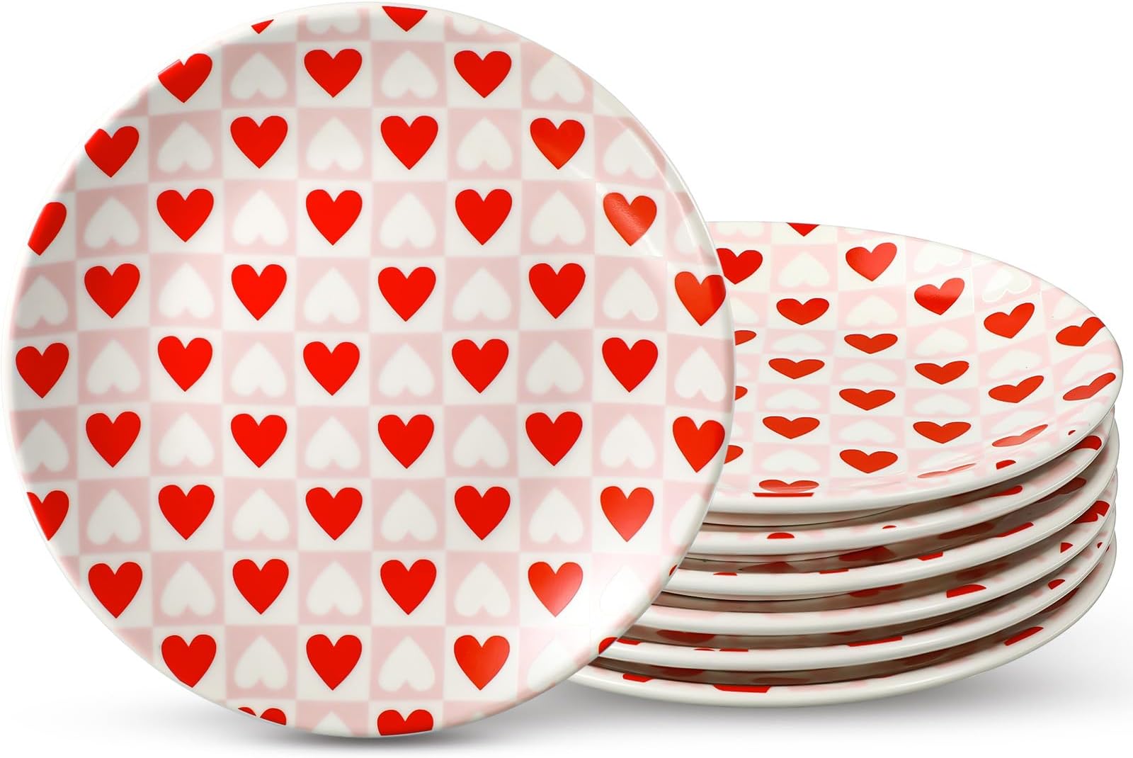 Amazon.com | Hushee 6 Pcs Valentine's Day Dessert Plate 6 Inch Round ...
