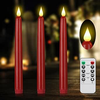 Amazon.com: Flameless Taper Candle with Remote Control, 3pack Plastic ...