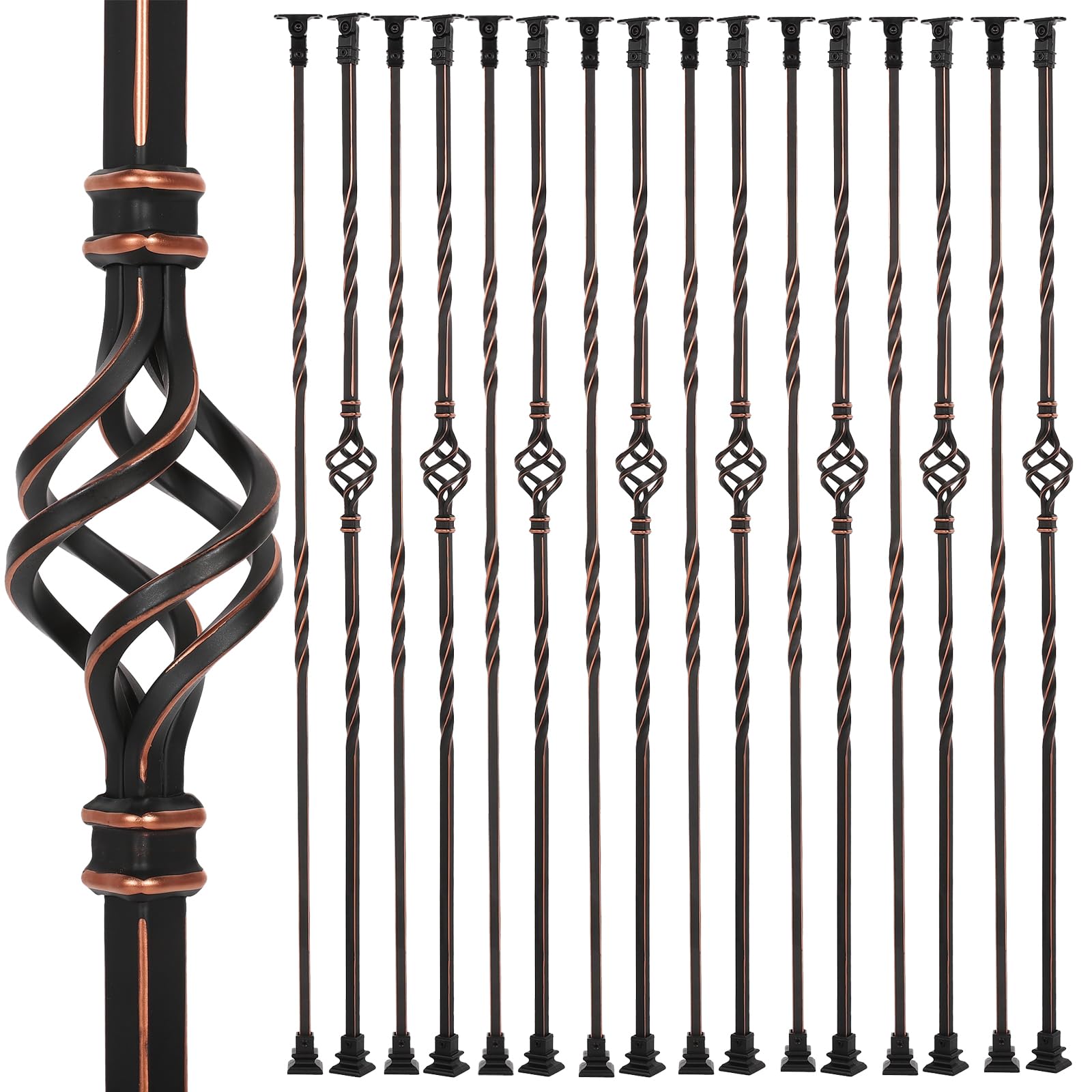Snapklik.com : WICHEMI 16 Pack Wrought Iron Balusters, Bronze Hollow ...