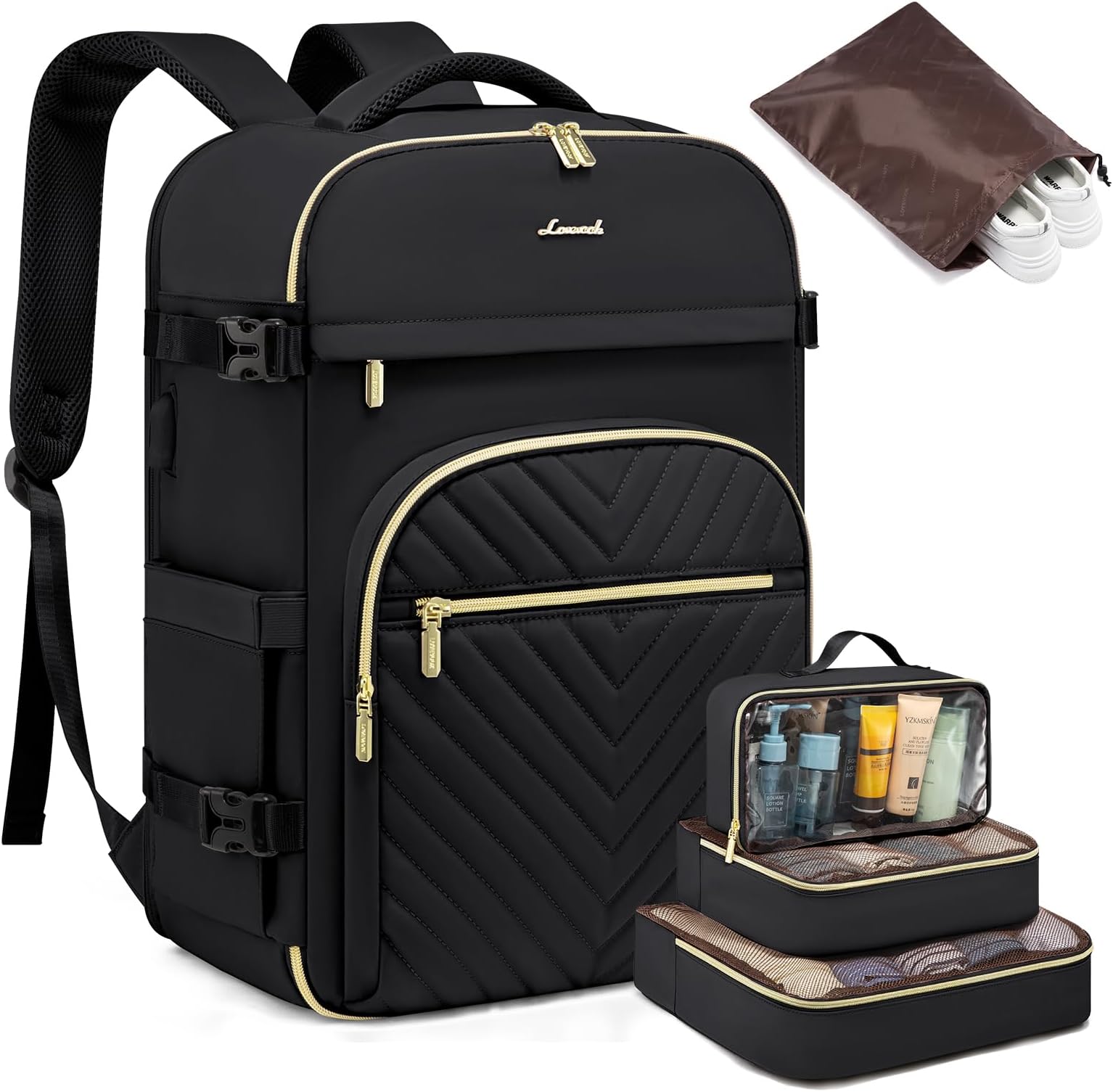 LOVEVOOK Handgepäck Rucksack Flugzeug, Reiserucksack Damen Groß 17 Zoll ...