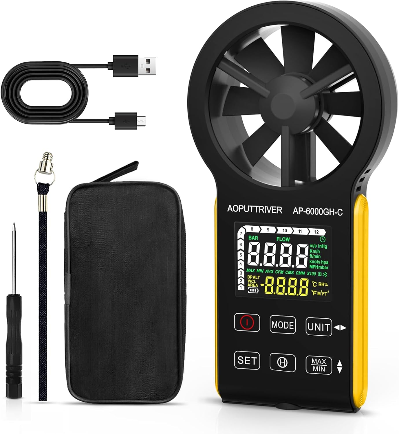 Amazon.com: Rechargeable Anemometer, Wind Speed Meter Color Touch ...