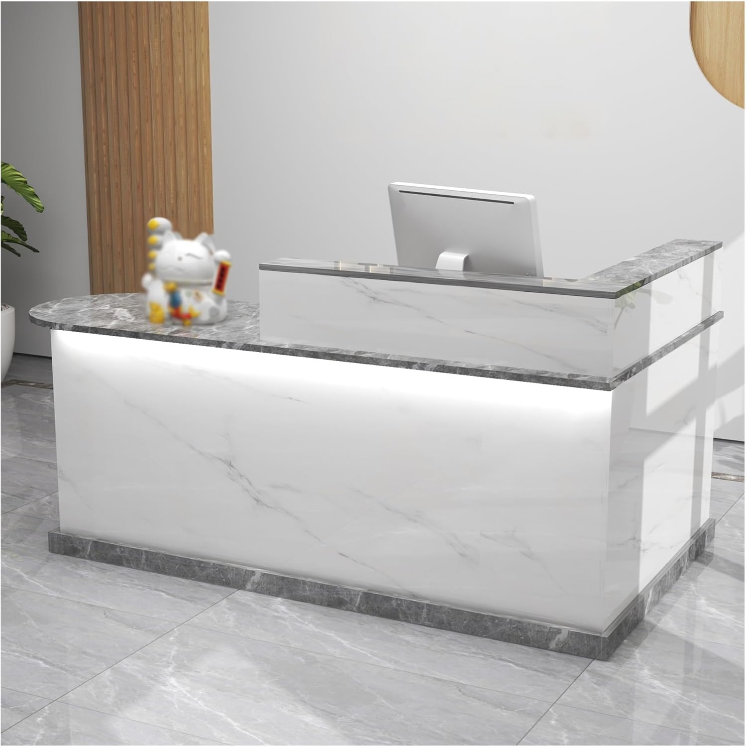 Amazon.com: Modern Reception Counter Desk with Lights & Lockable ...