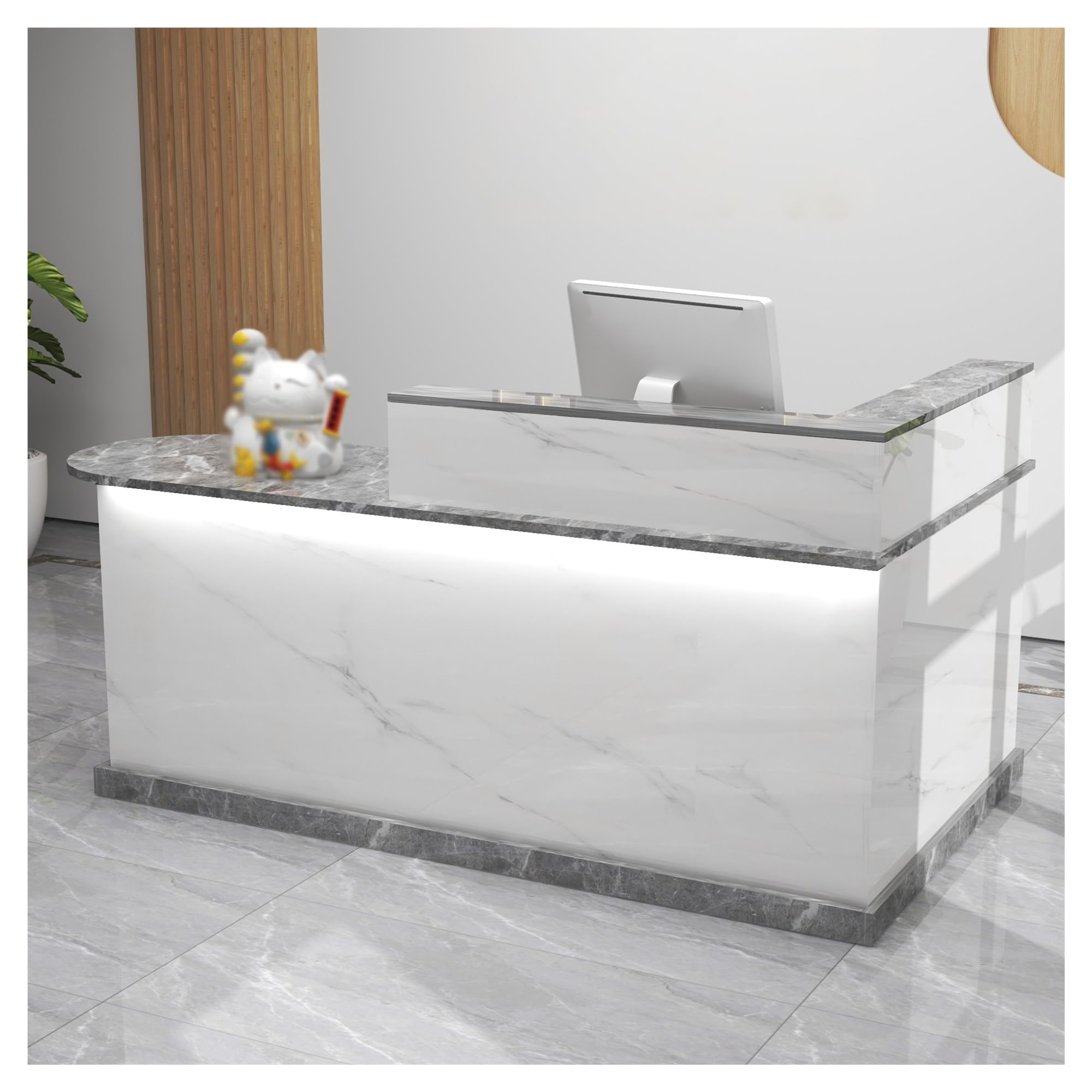 Amazon.com: Modern Reception Counter Desk with Lights & Lockable ...