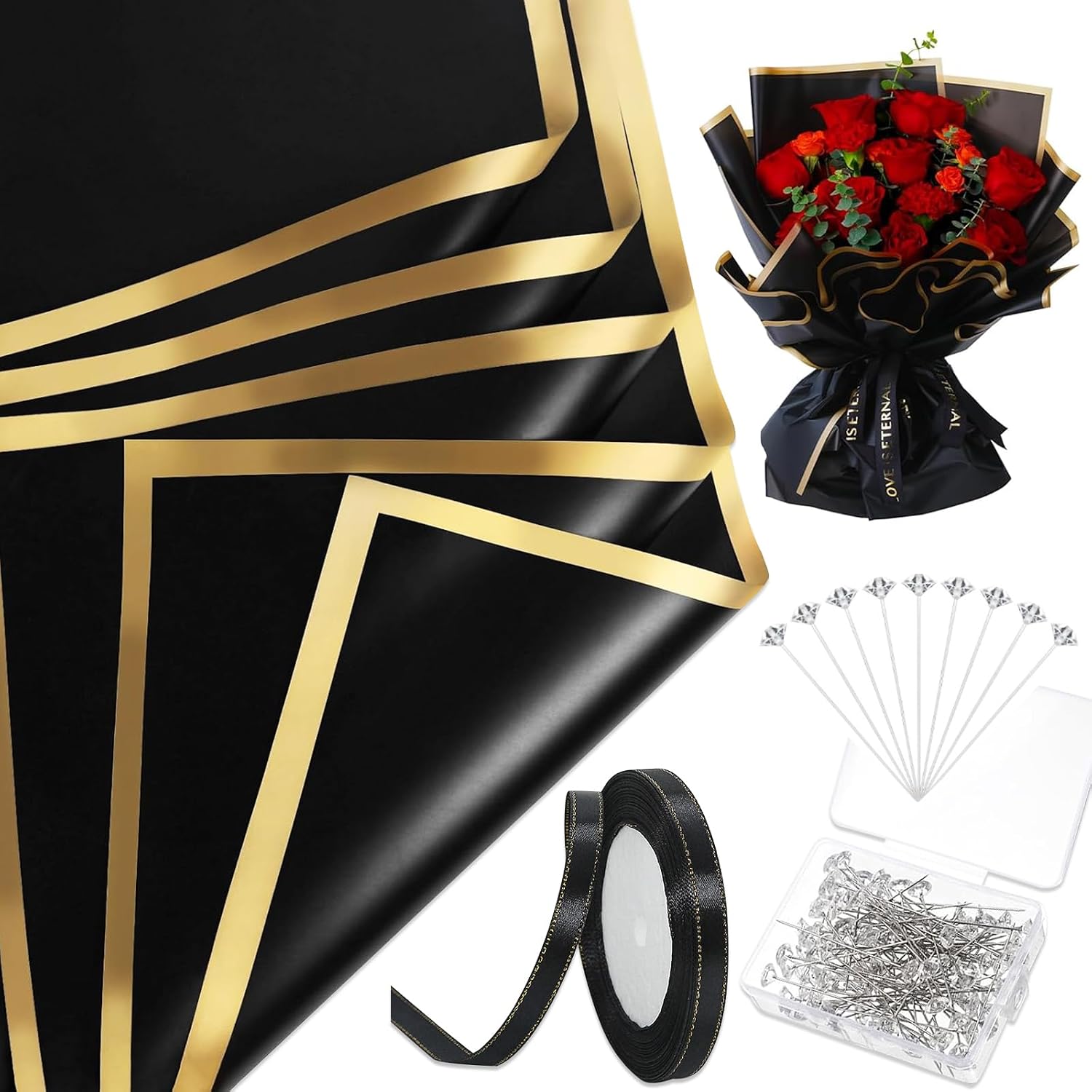 Amazon.com: YOUlDIANZI Bouquet Wrapping Paper Kits, 20 Sheets ...