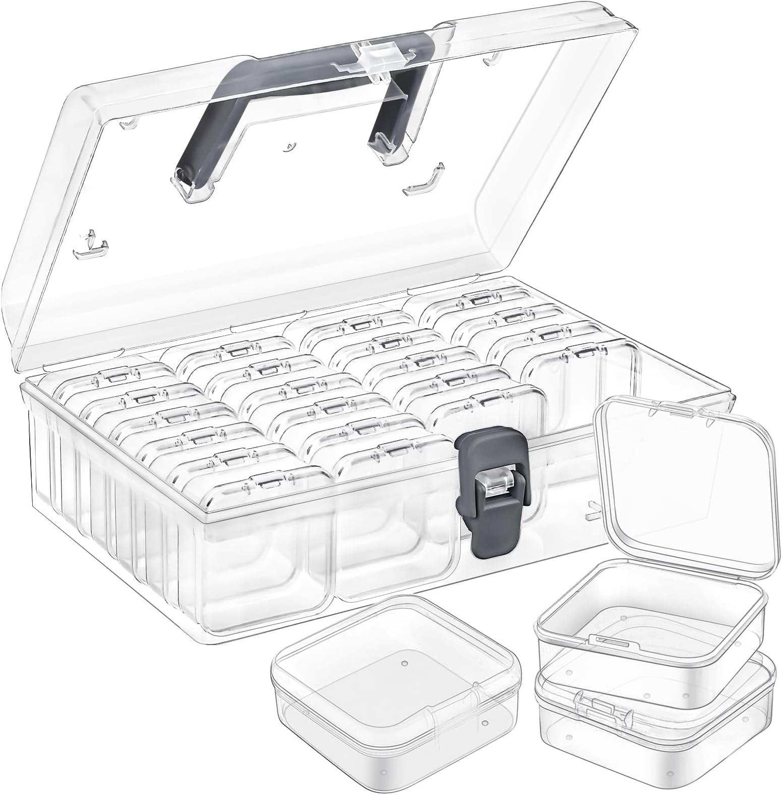Amazon.com: SATINIOR 12 Pack Clear Plastic Beads Storage Containers Box ...