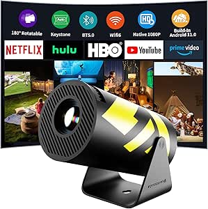 Amazon.com: Olymmons Mini Portable Projector with WiFi 6 and Bluetooth ...