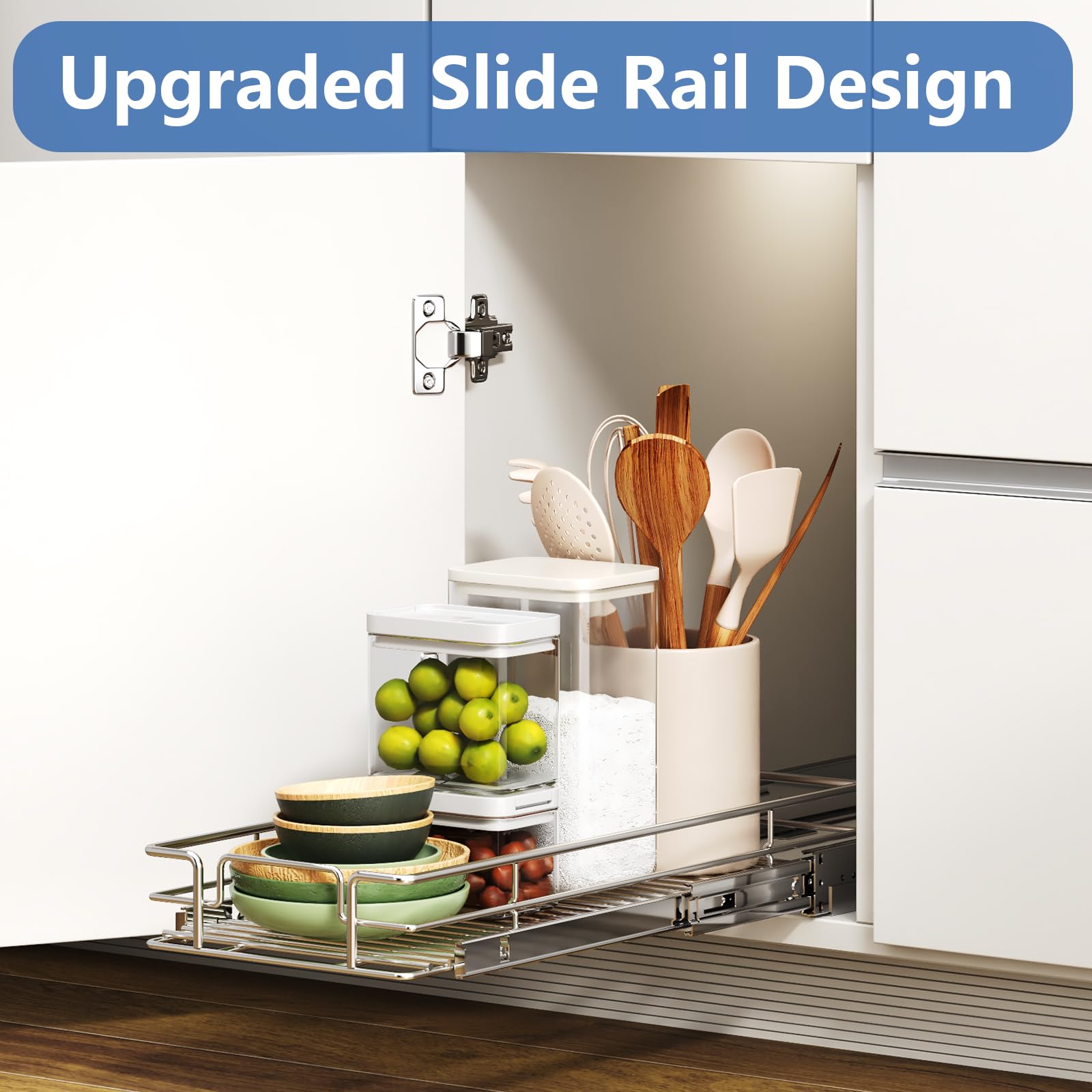 Snapklik.com : Pull Out Cabinet Organizer, Single Tier, Black, Kitchen ...