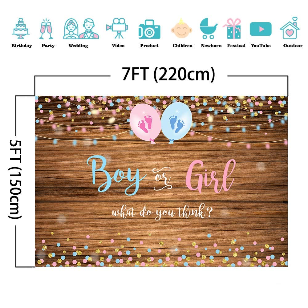 Mocsicka Boy or Girl Gender Reveal Backdrop Pink or Blue Gender Reveal ...