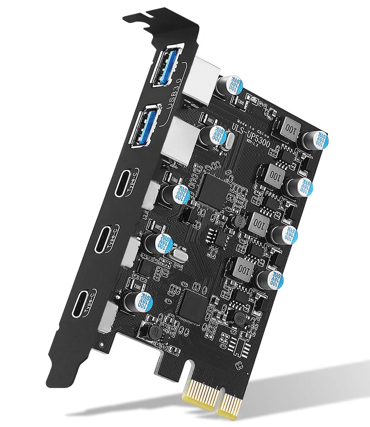YEELIYA PCIe Expansion Card to 5-Port (3X USB C,2X USB 3.0-A) PCI ...