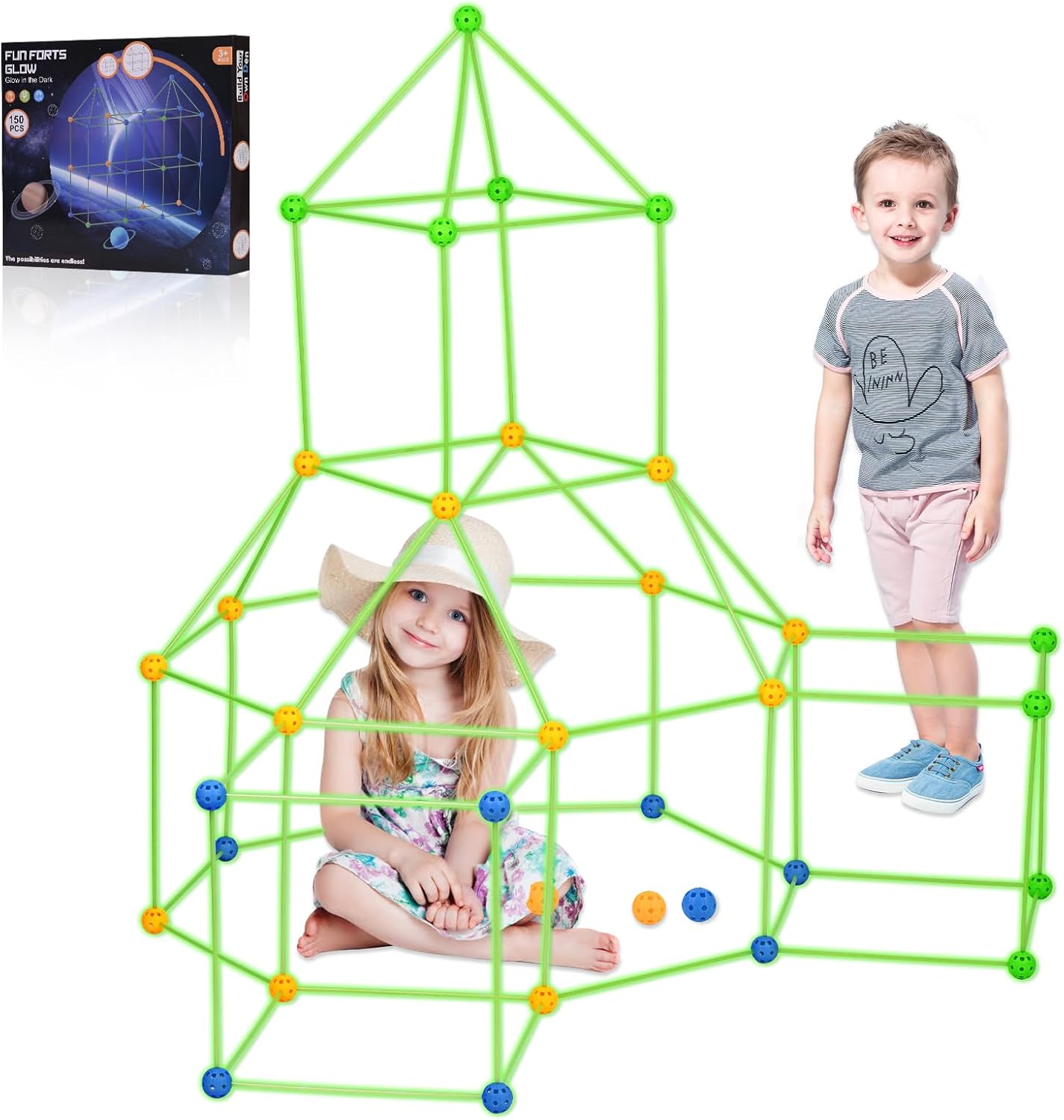 Amazon.com: ORTRVYQ Fort Building Kit, 150 PCS DIY Kids Fort Glow in ...