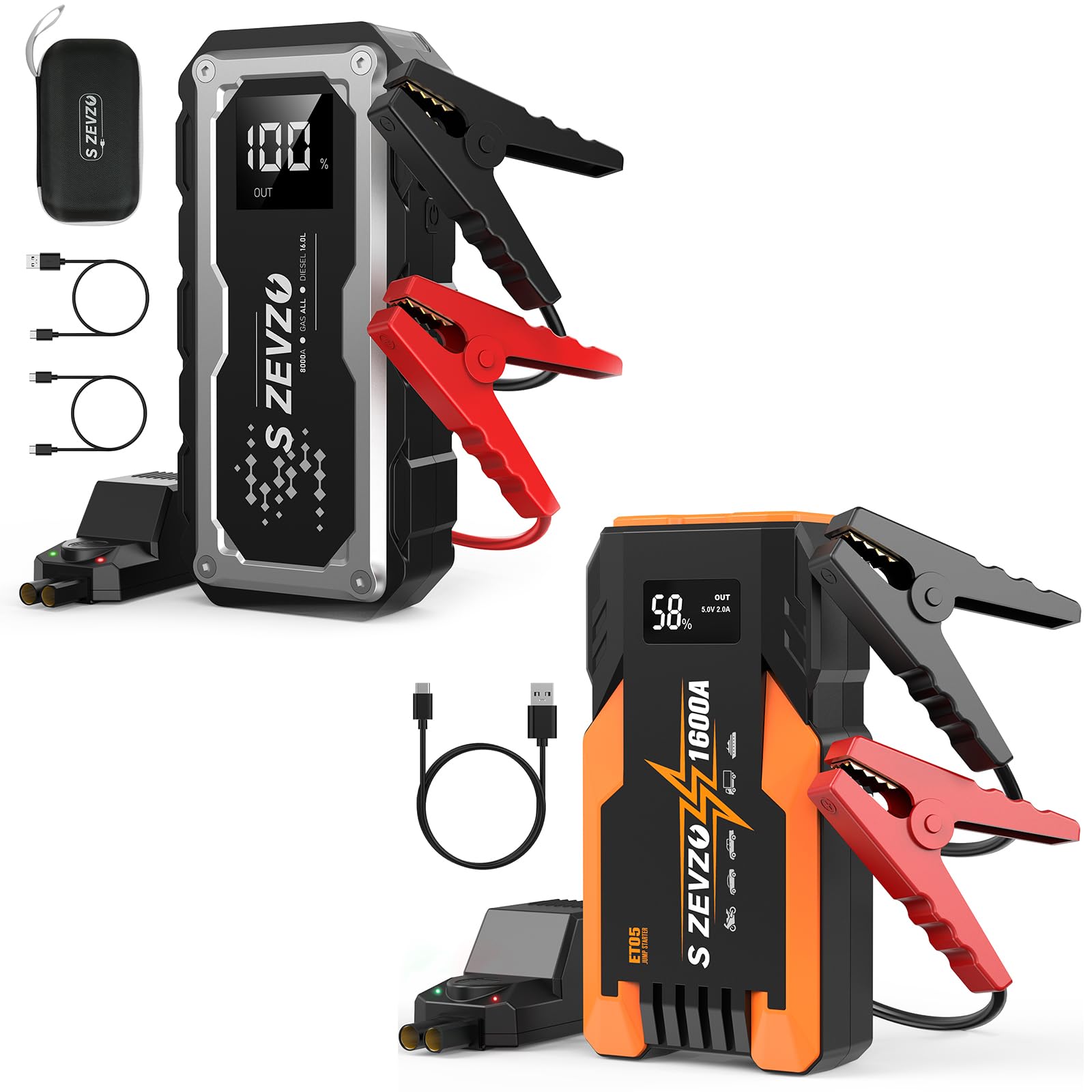 Amazon.com: ET05 Jump Starter 1600A & ET5000 8000A Jump Box with PD 60W ...