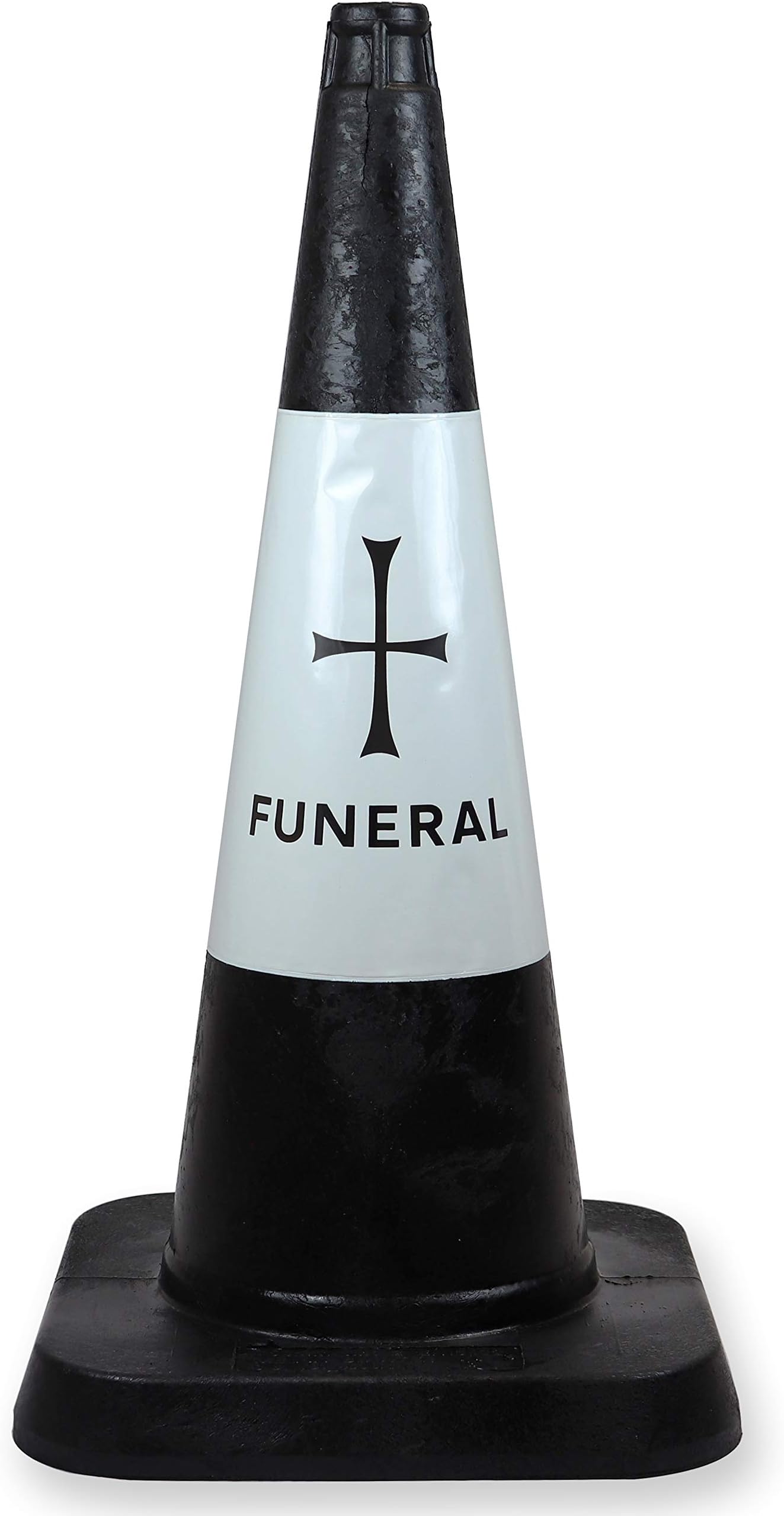 750MM Funeral Safety Traffic Cone Black With White Reflective Bespoke ...