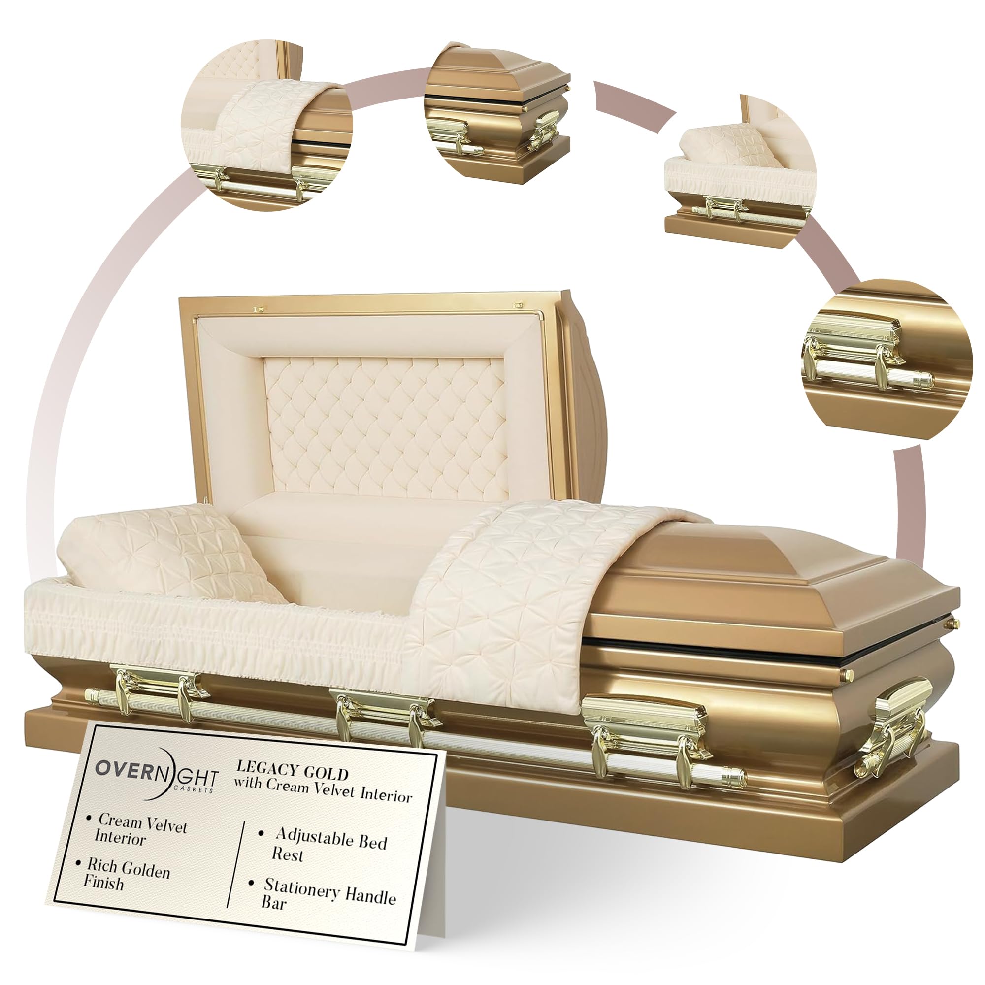 Amazon.com: Overnight Caskets Legacy Metal Funeral Casket Gold with ...
