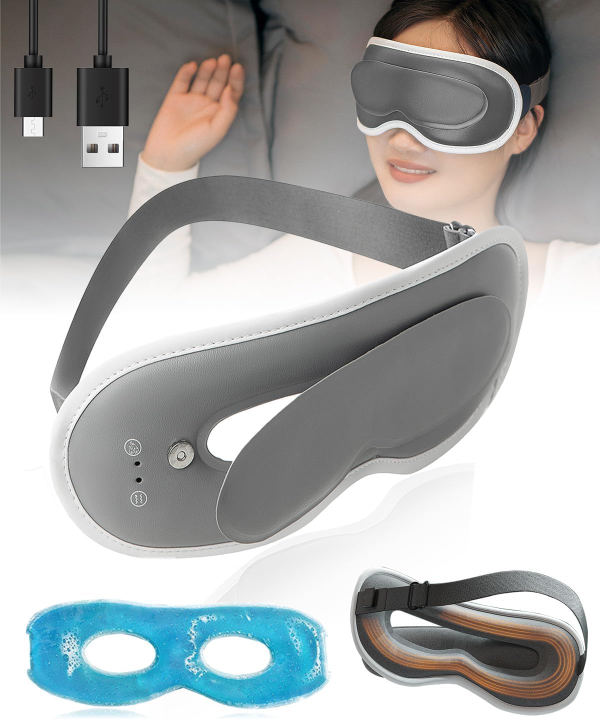 Amazon | Beemyi【3in1新登場】ホットアイマスク USB充電式 コードレス 3加熱モード+7振動モード+クール アイウォーマー ...