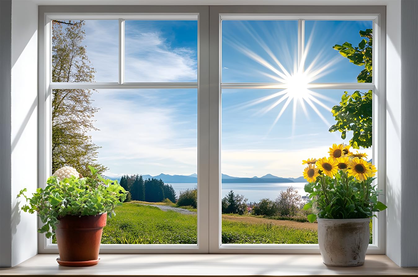 Amazon.com: WOOHOOROO Peel and Stick Fake Window Flower Pots Sunshine ...