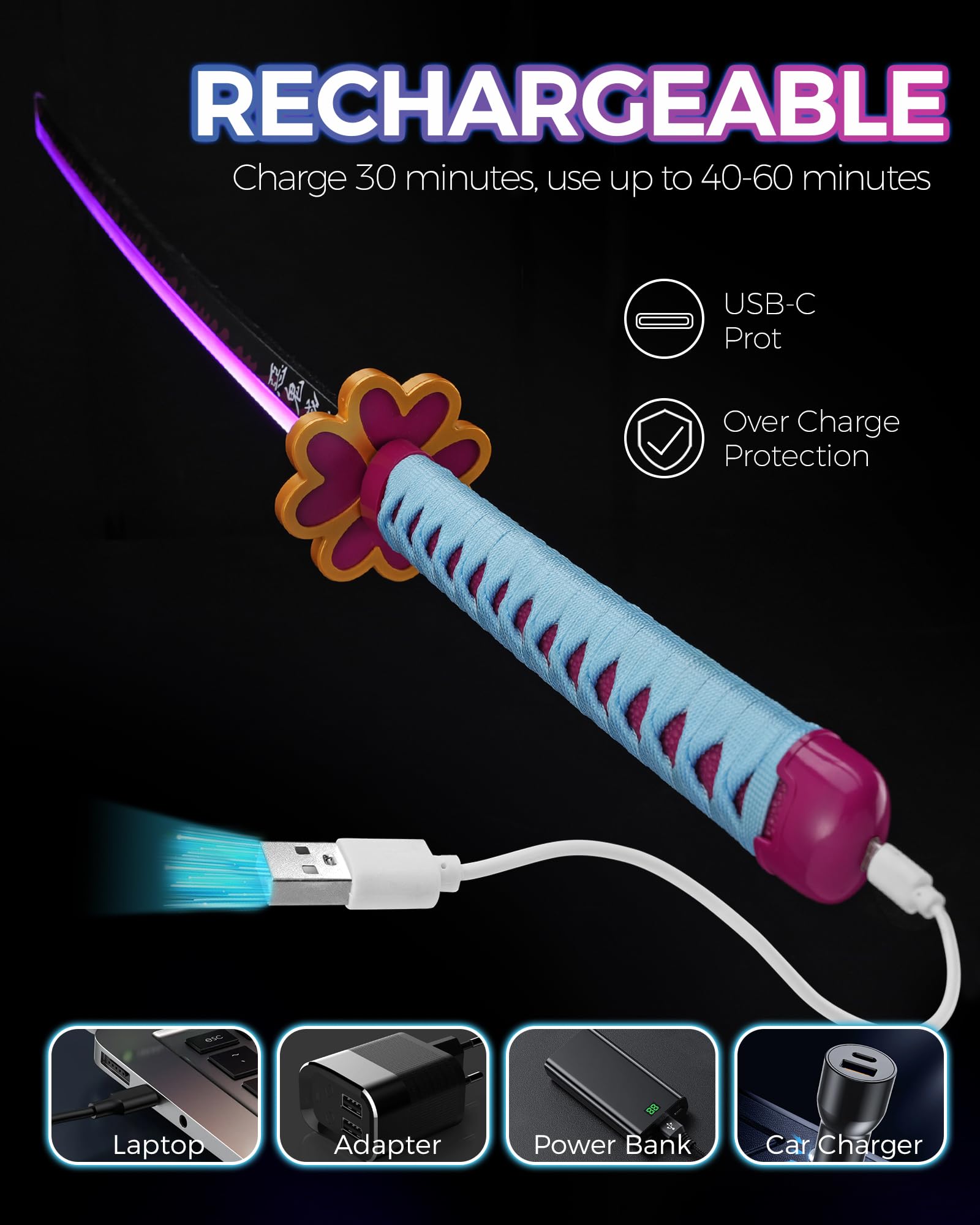 Snapklik.com : Zisu Light Up Mitsuri Sword - 40-Inch Sword