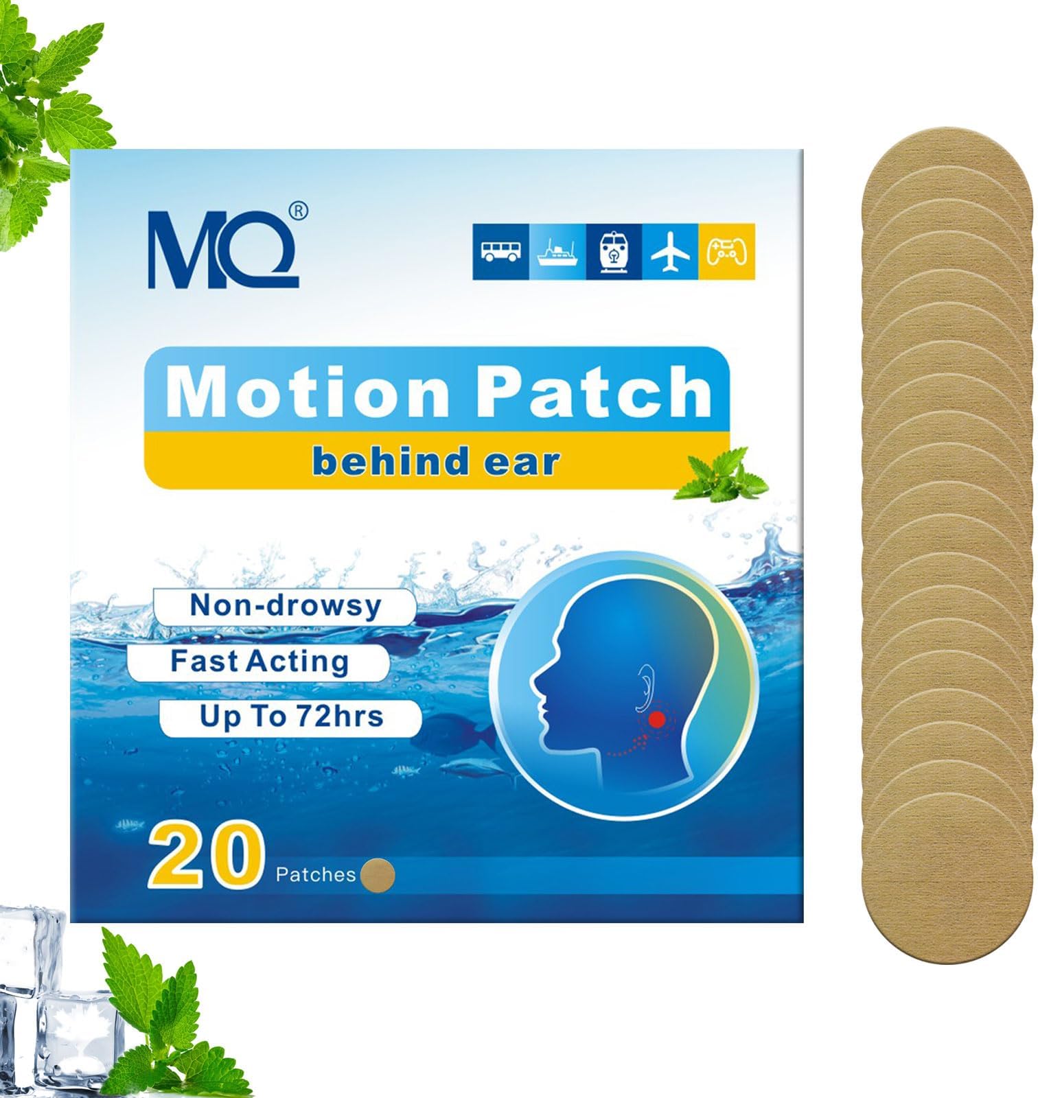 Amazon.com: MQ 84ct Motion Sickness Patches Non Drowsy, Sea Sickness ...