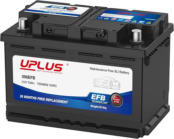 UPLUS 096EFB Car Battery, 12V 70Ah Maintenance Free Automotive Start ...