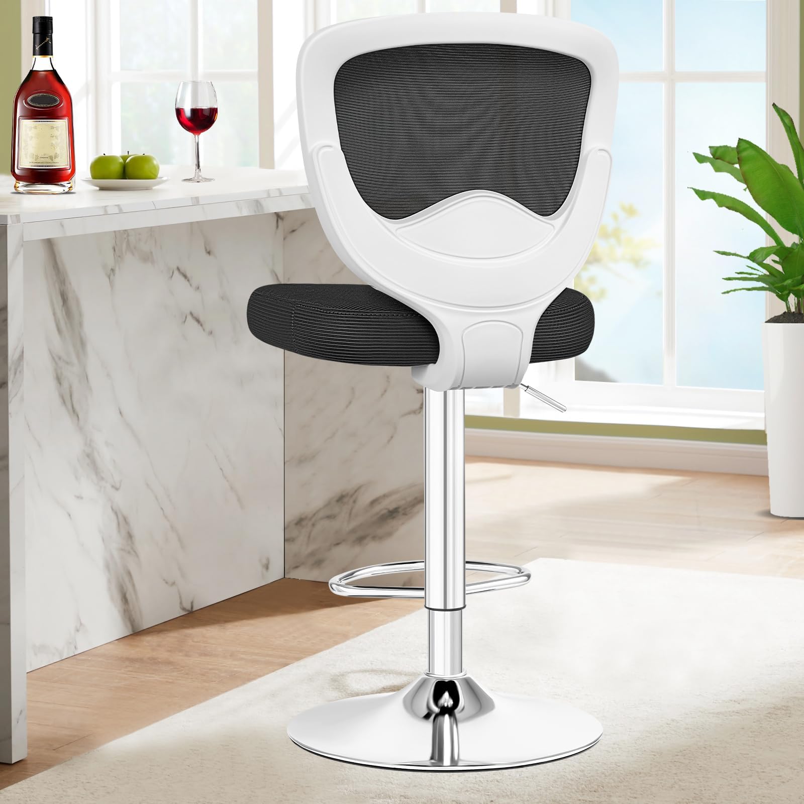 Razzor Bar Stools Adjustable Counter Height Chairs with Back Swivel ...
