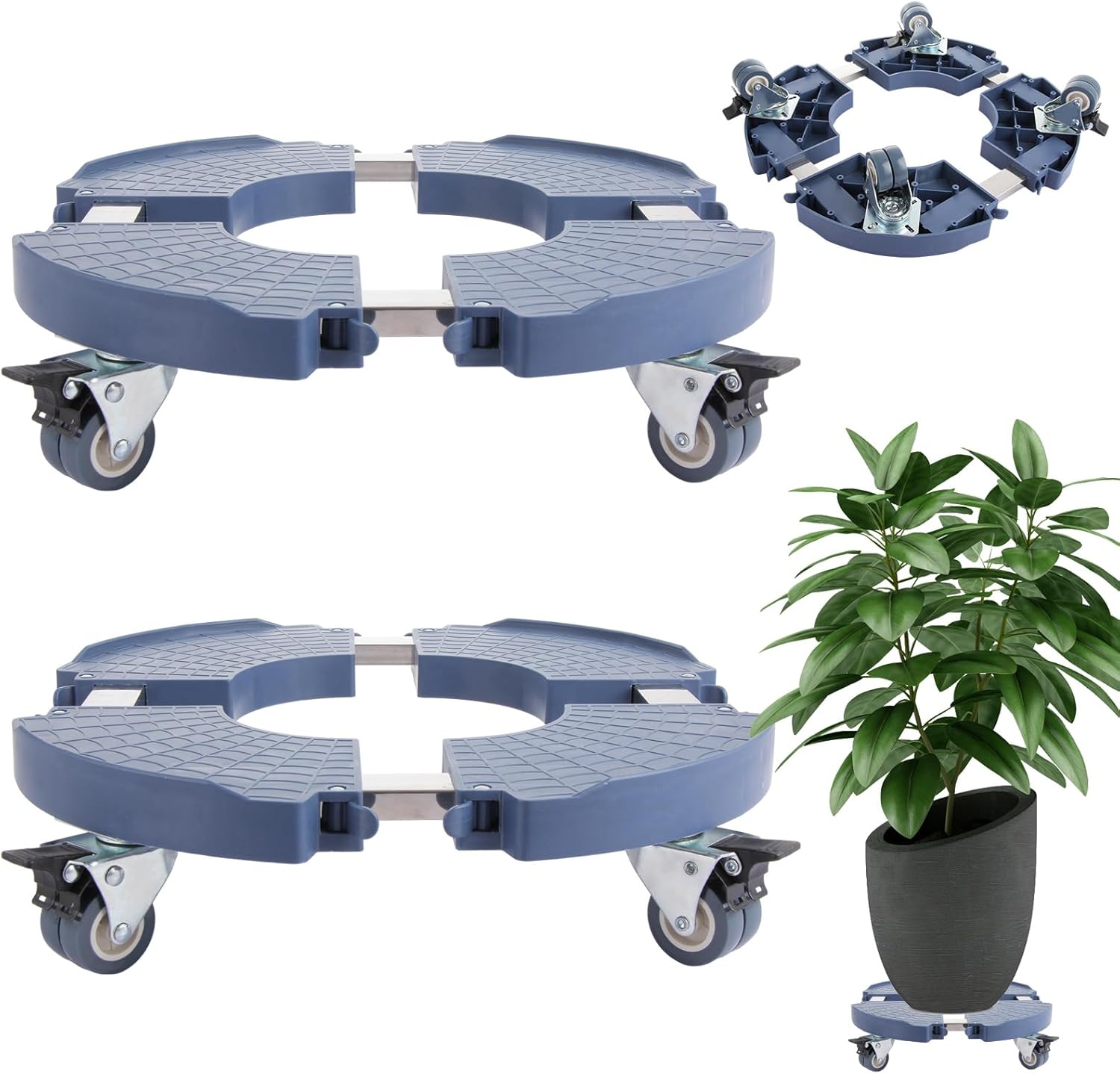 LOLYSIC 2 Pack Plant Caddy with Wheels, Heavy Duty Plant Stand with ...