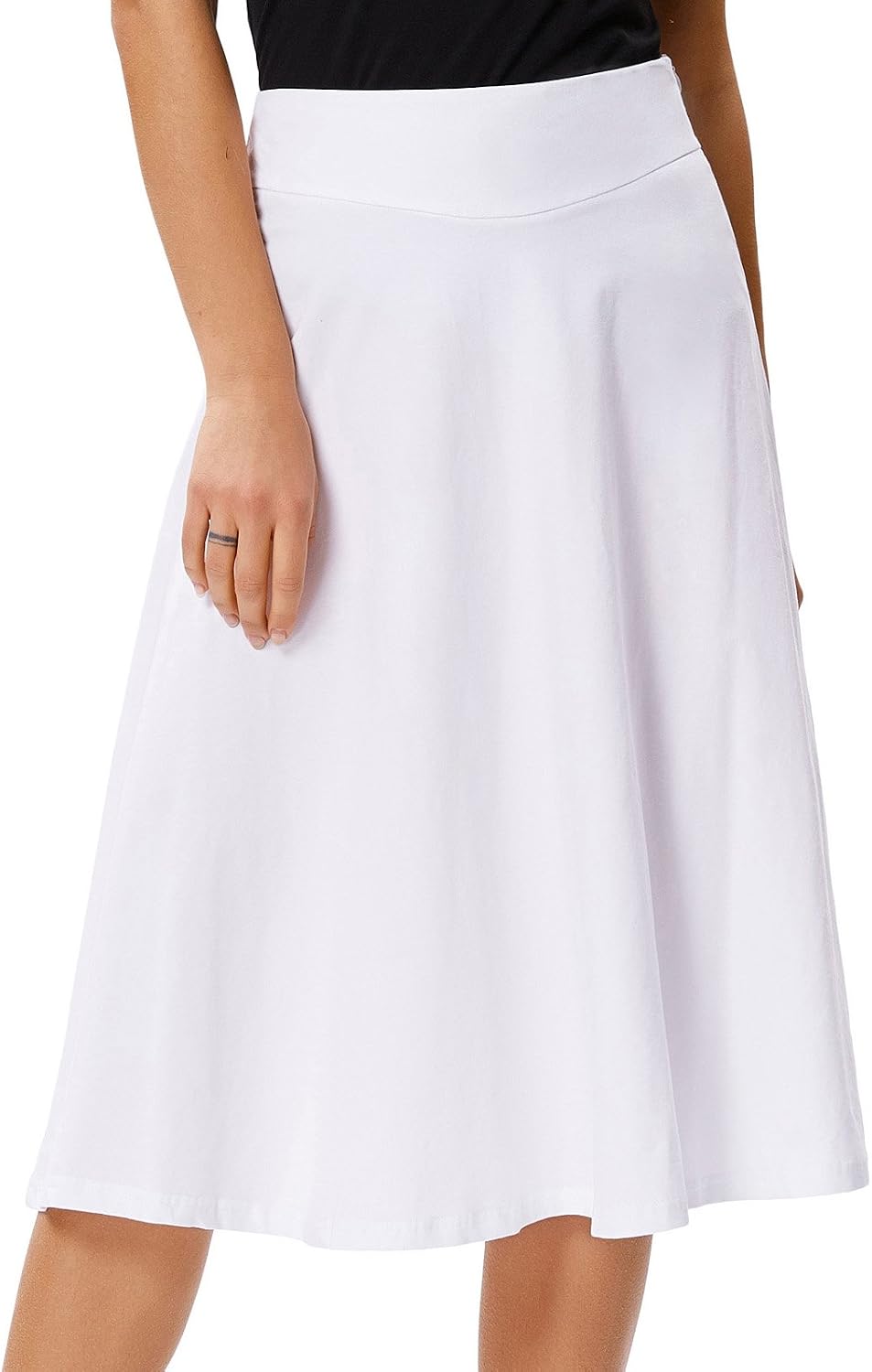 Essential Pleated Solid Flared Midi Skirt for Women(XL,White) at Amazon ...