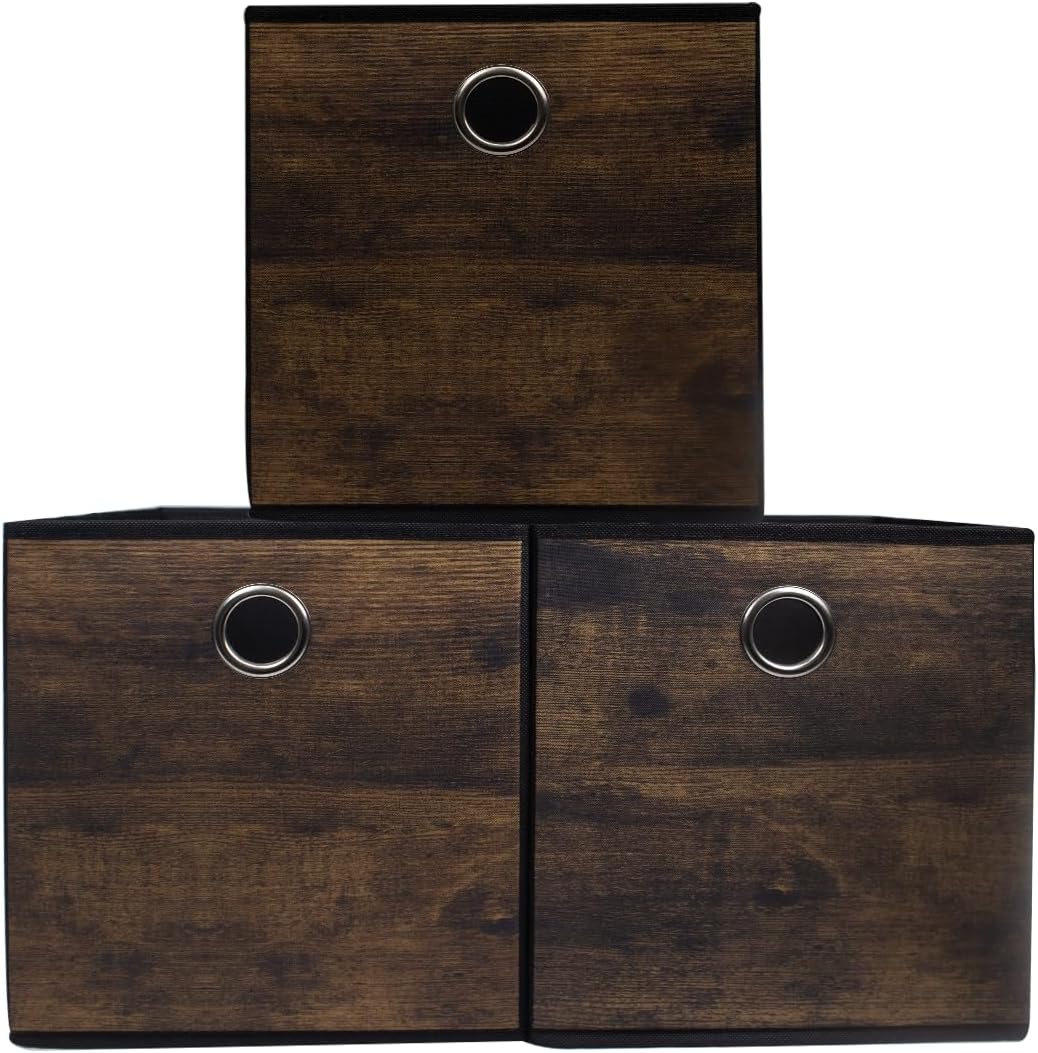 Amazon.com: Decorative Cube Storage Bin with Wood Grain,Thickened ...