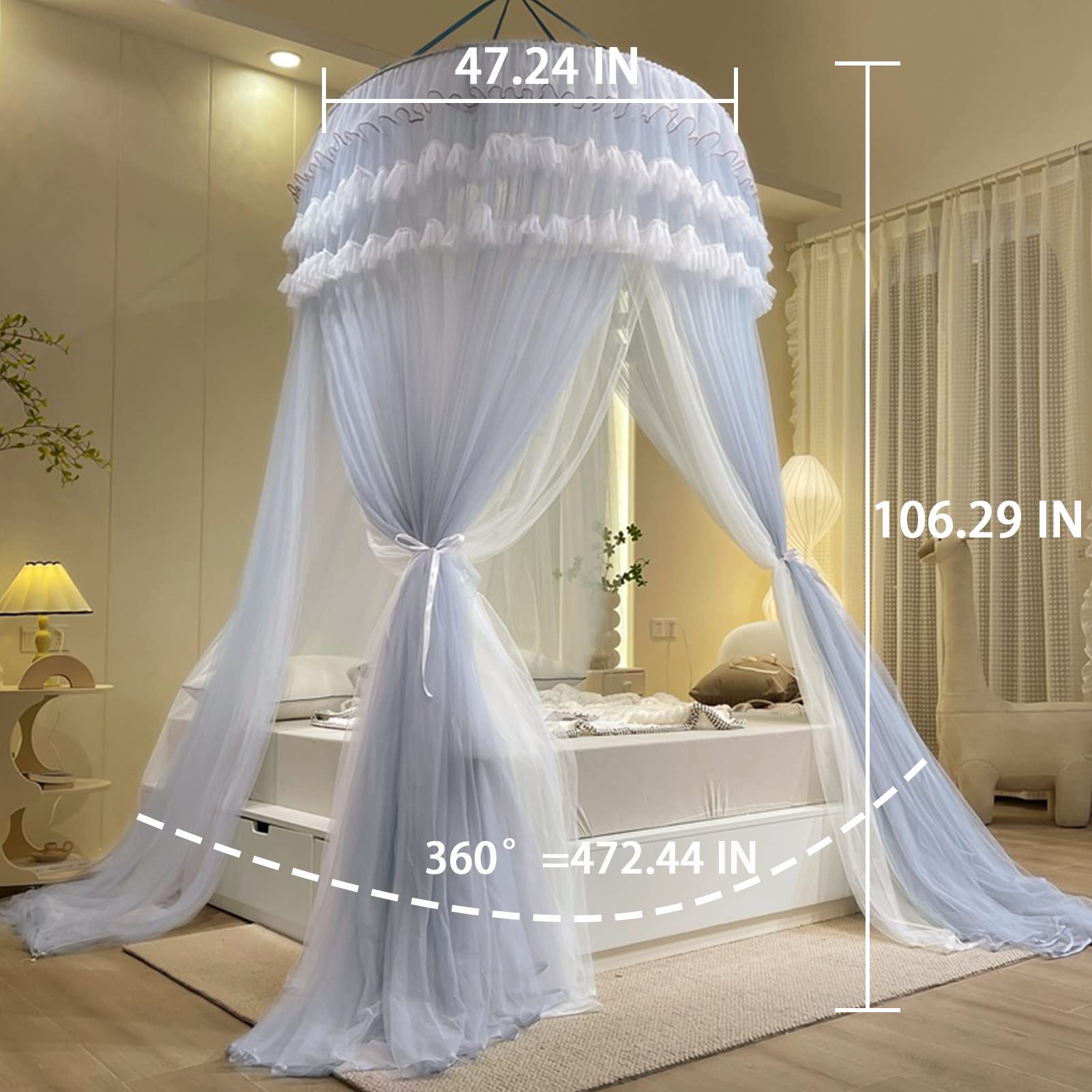 RIRC Bed Canopy for Girls Room Pink Canopy Bed Curtains Ceiling ...