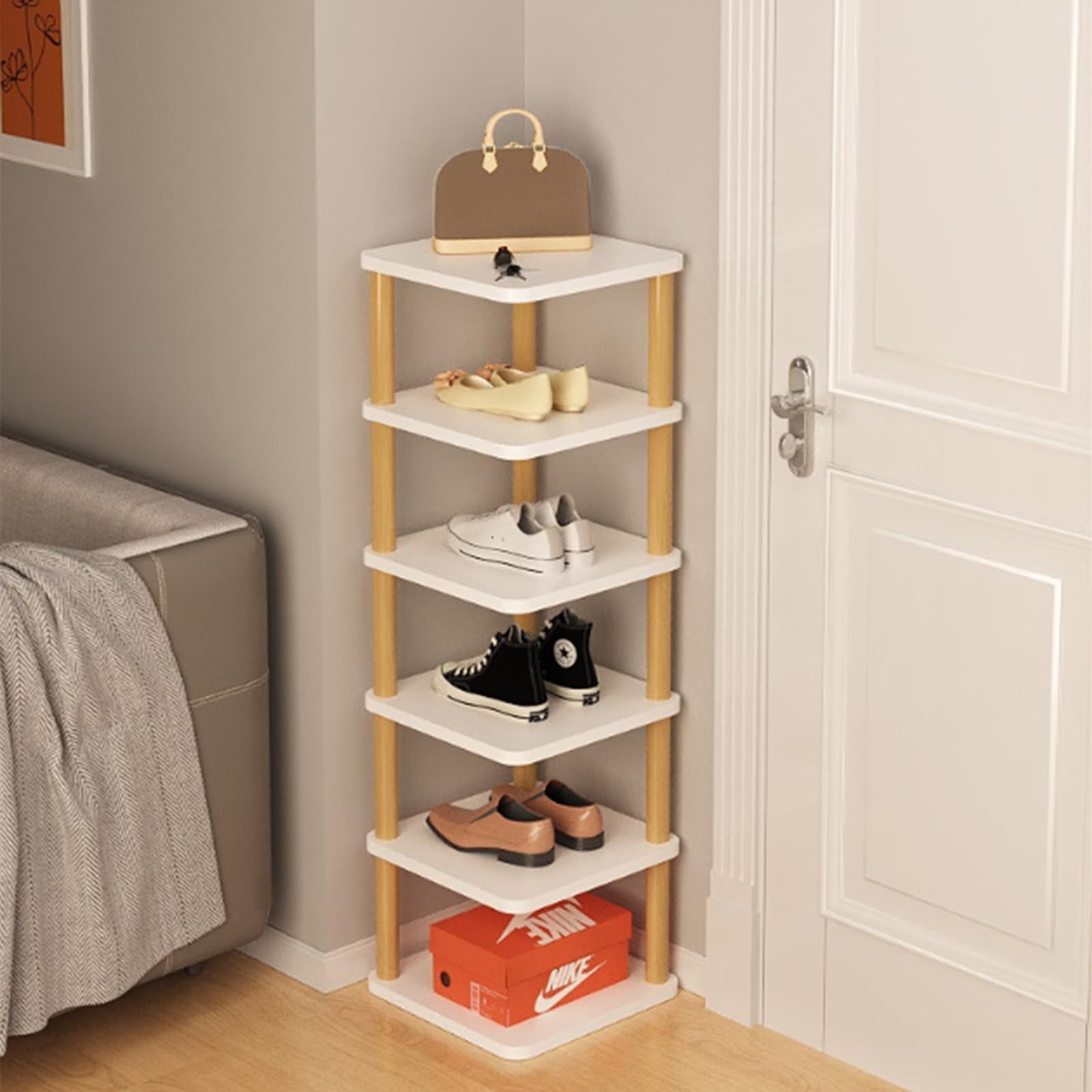 DECORN Bamboo Free Standing Shoe Rack for Entryway - Foldable Shoe ...