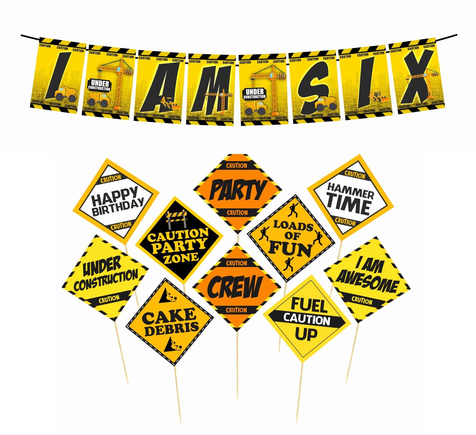 Buy Partyzon Construction Theme Props Banner Swirls for Construction ...