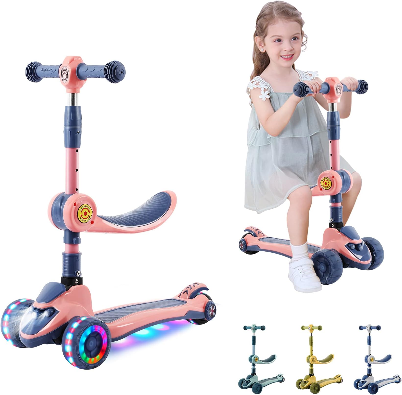 TF Smart Kid Kick Scooter with Attractive Wide Wheels with Lighting for ...