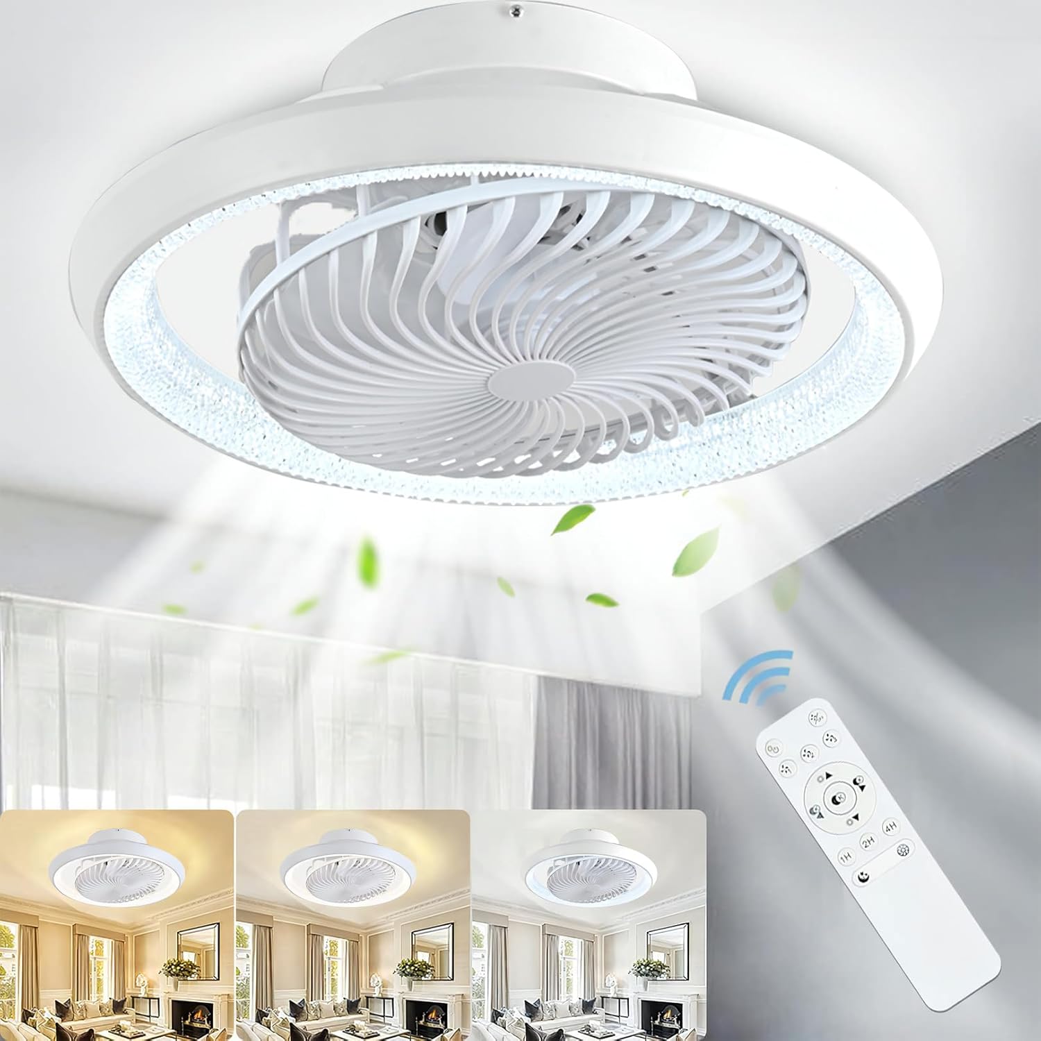MQW Ventilateur De Plafond Avec éClairage Led, Plafonnier Ventilateur ...
