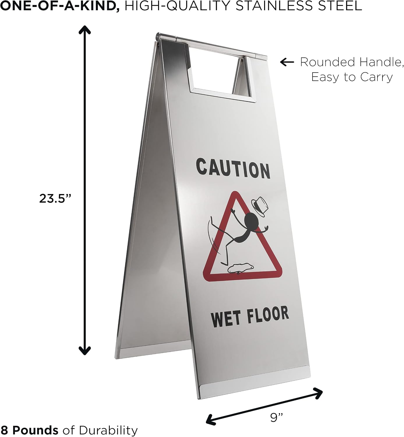 Kitchen Wet Floor Caution Sign, Stainless Steel Jolli Designs - BigaMart