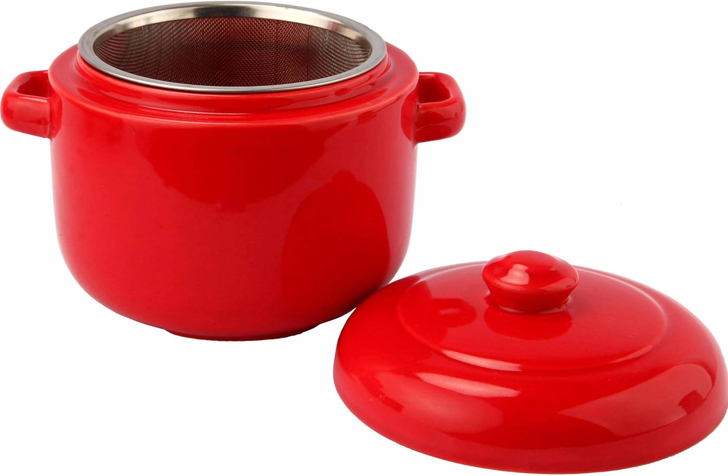 Amazon.com: superyes Grease Container Red Oil Strainer Pot with Lid ...