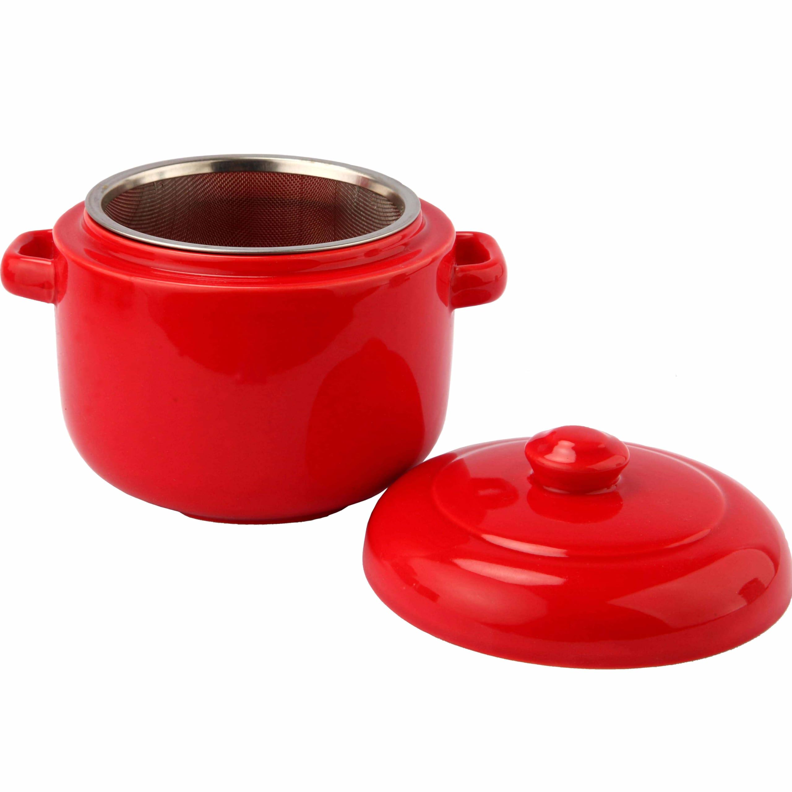 Amazon.com: superyes Grease Container Red Oil Strainer Pot with Lid ...