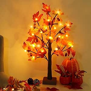 Fall Lighted Maple Tree with Acorns Halloween Chirstmas Decoration ...