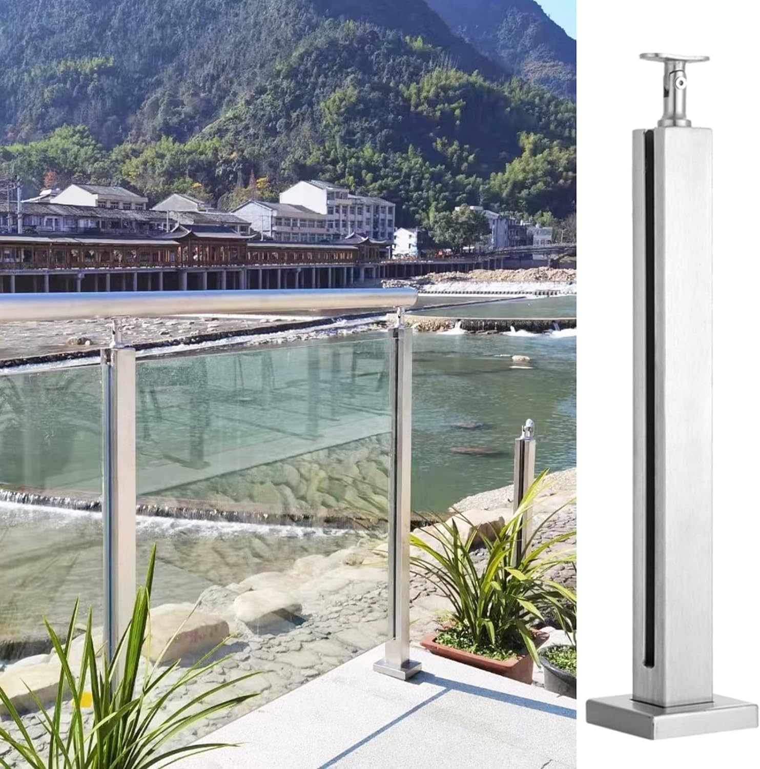 Amazon.com: KGBNYSS Heavy Duty Glass Balustrade Posts for Pool, Terrace ...