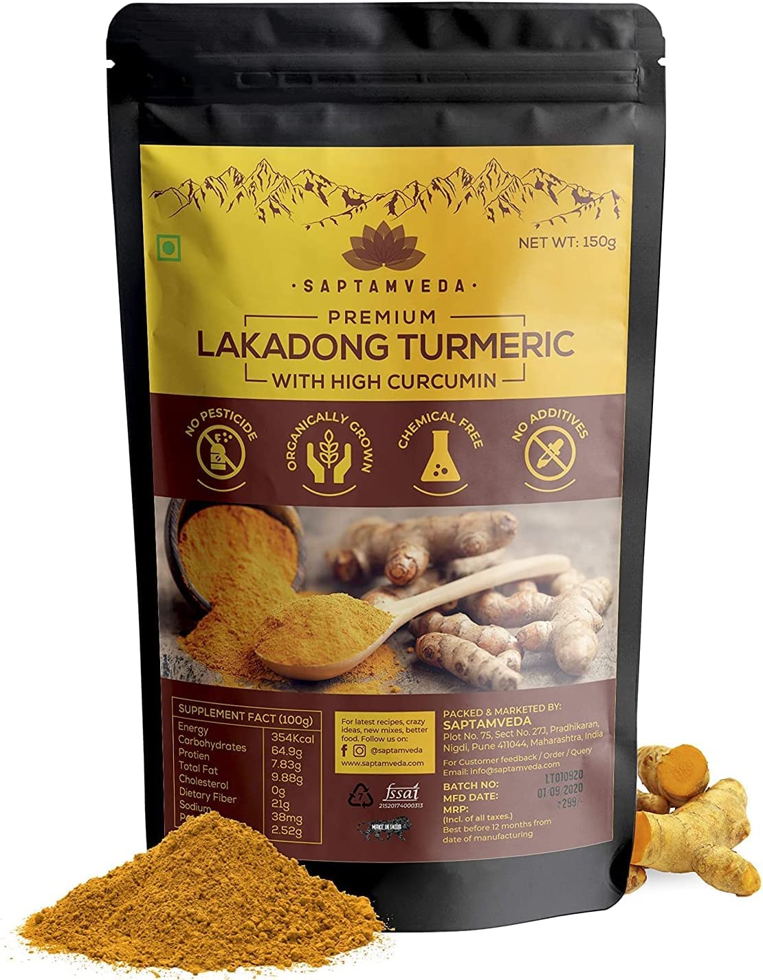 Buy QRA Lakadong Turmeric Powder 150 Grams - Natural and Pure Haldi ...