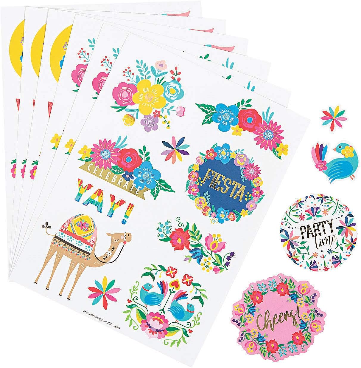 Amazon.com: Fun Express Fiesta Floral Bright Stickers - Stationery - 57 ...