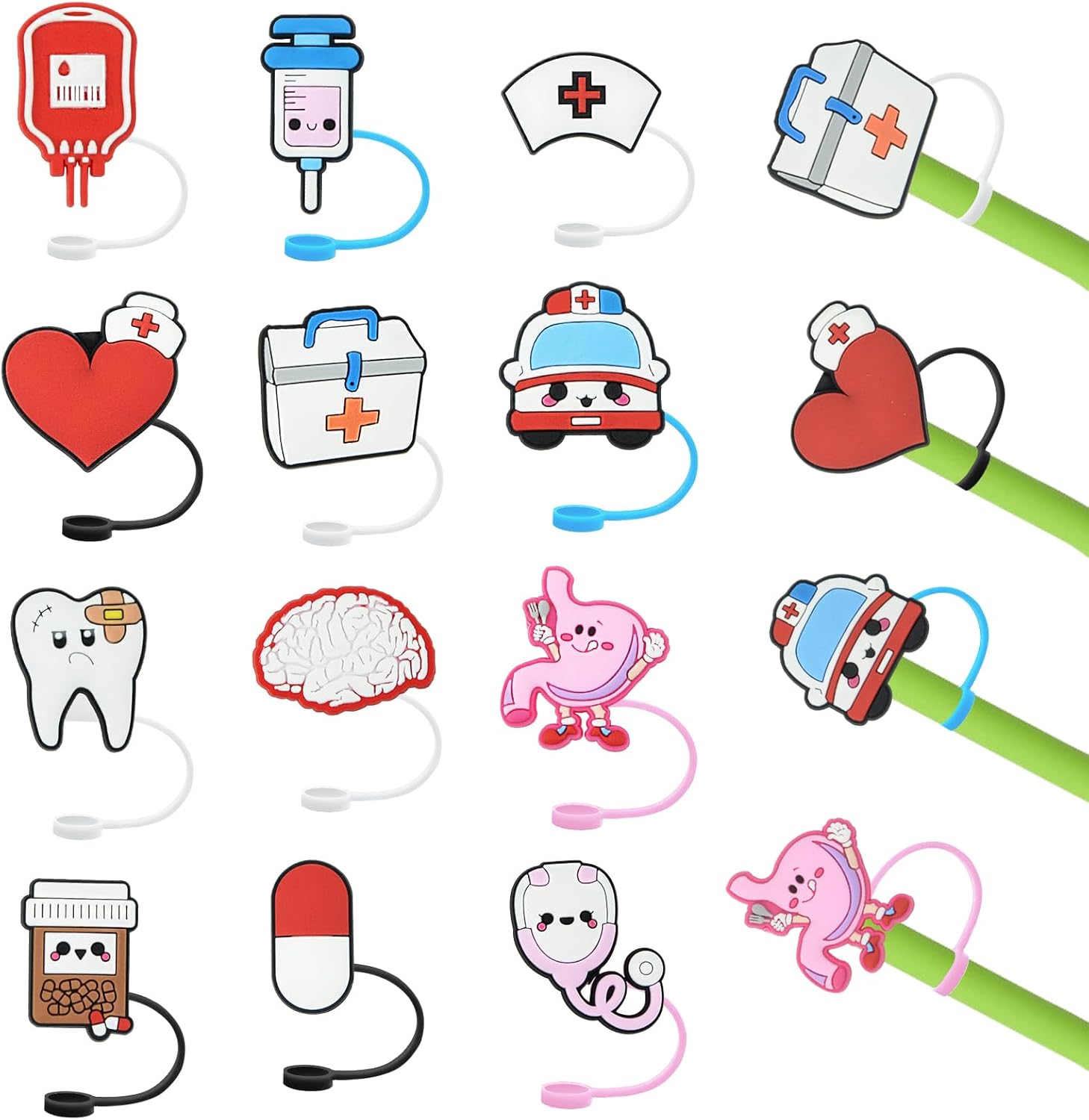 Amazon.com: 12 Pack Animal Straw Cover Silicone Straw Covers for ...